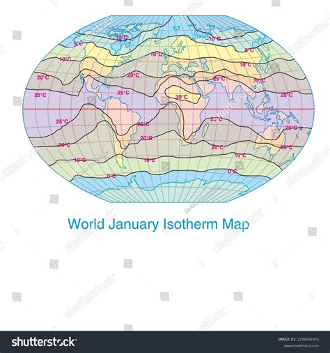 Isotherm Map World January Geography Maps Stock Vector Royalty Free