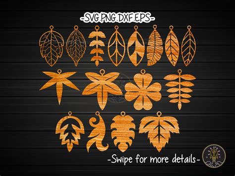 Leaf Earring Template Svg Laser Cut File Wood Leather Earring Etsy
