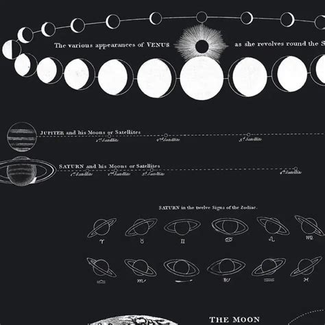 Vintage Style Astronomy Moon Map And Venus Art Print Ed S Plant Shop