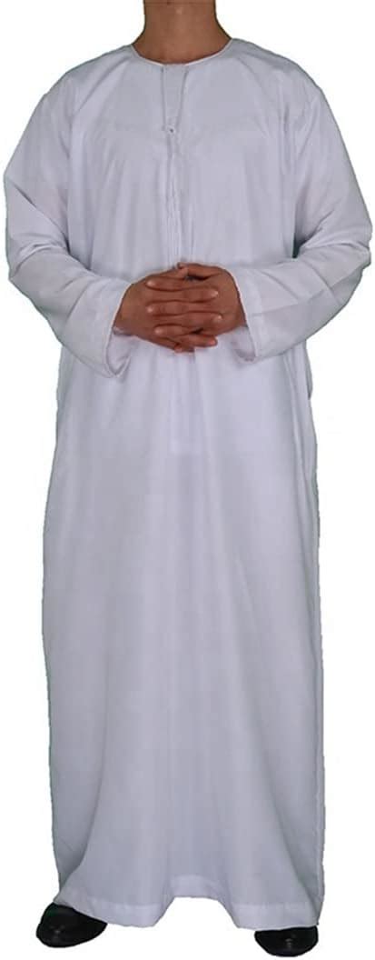 Jp 民族衣装男性イスラム教徒の服白 Jubba トーブ長袖ローブドバイ中東男性イスラムアラビアカフタン帽子 ファッション