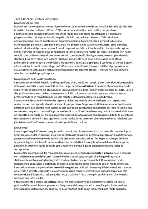 Riassunto Su Georg Hegel Sintesi Del Corso Di Filosofia Docsity