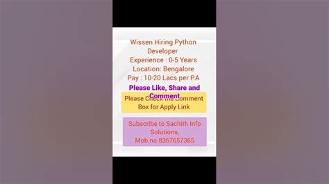 Wissen Hiring Python Developer Pythondeveloper Python Youtube