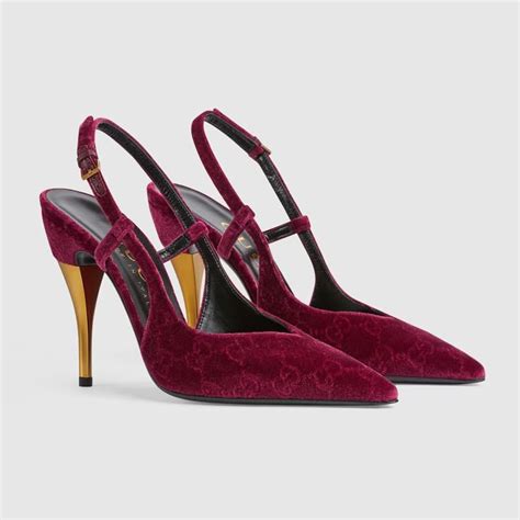 Womens Gg Slingback Pump In Burgundy Velvet Gucci® Us Pumps Heels