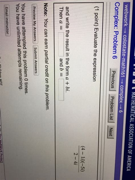 Solved Evaluate The Expression 4 1i 5i 2 4i And