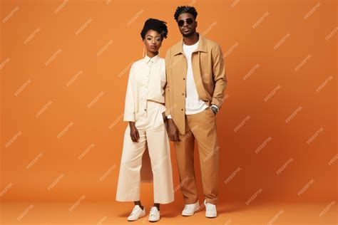 Premium Ai Image Radiant Black Couple Strikes A Pose Joyful Full Body