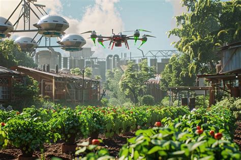A High Tech Farm Features Drones And Robots Managed By Ai Optimizing