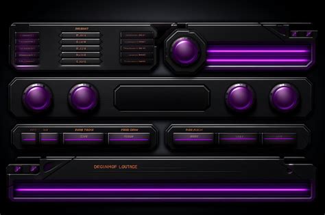dark neumorphic user interface elements with neon buttons and bars