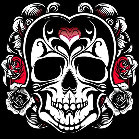 Premium Vector Heart Skull Vector Illustration