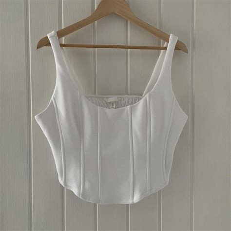 Handm White Corset Style Top Size L Never Worn Rrp £13 Depop