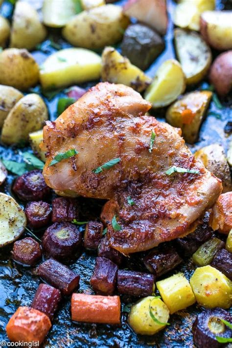 Sheet Pan Harissa Chicken With Potatoes And Carrots Cooking Lsl