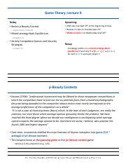 Lecture9 Pdf Game Theory Lecture 9 Today Revisit P Beauty Contest