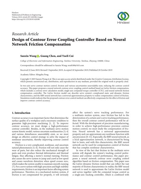 Pdf Design Of Contour Error Coupling Controller Based On Neural Network Friction Compensation