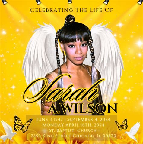 In Loving Memory Canva Template Funeral Digital Download Yellow