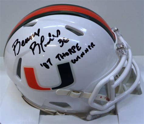 Bennie Blades Autographed University Of Miami Speed Mini Helmet W 87 Thorpe Winner Detroit