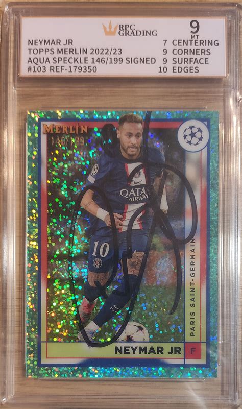 Neymar Jr Autograph Hand Signed Card Rpc Mint Etsy