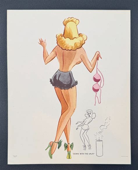 Vintage Pin Up Print Down With The Uplift 1940s Cartoon Style Risqué