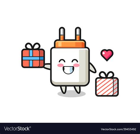Power Adapter Mascot Cartoon Giving The T Vector Image