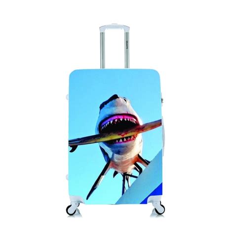 Capa Protetora Para Mala Viagem Personalizada Média Tubarão Prancha Leroy Merlin