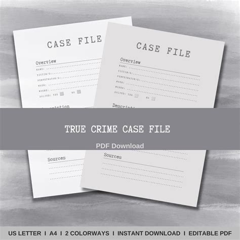 True Crime Case File I True Crime Journal I Printable Pdf Crime File I