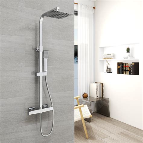 Colonne De Douche Thermostatique 200mm Kit Carré Chromé Aica Leroy Merlin