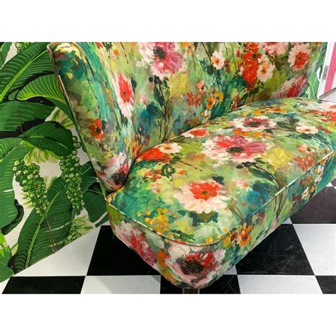 Floral Print Mid Century Style Settee Chairish
