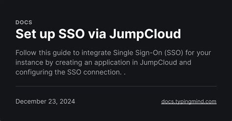 Set Up SSO Via JumpCloud