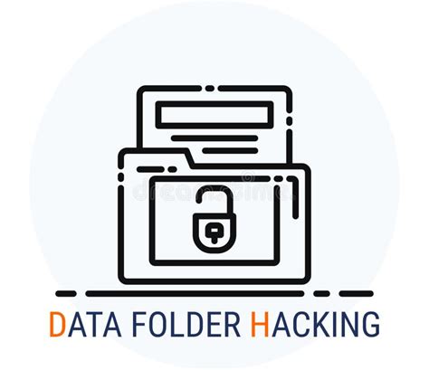 Line Icons Style Hacker Cyber Crime Attack Data Folder Hacking For Web Design Stock Vector