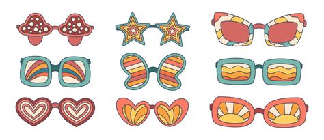 Retro Hippie Eyewear Groovy Funky Sunglasses Vector Image