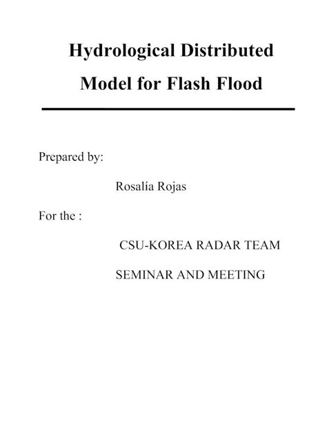 Pdf Hydrological Distributed Model For Flash Floodpierreceold