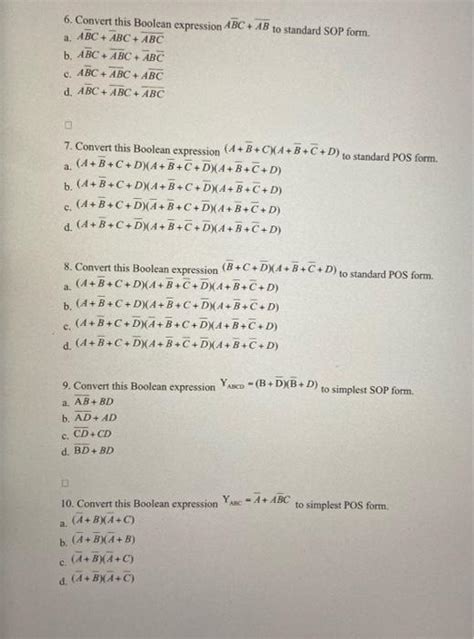 solved 6 convert this boolean expression abc ab to