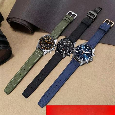Iwc 직조 나일론 시계 밴드 파일럿 블루 캡틴 포르토피노 20mm 21mm 22mm 블랙 그린 블루 방수 캔버스 남성용