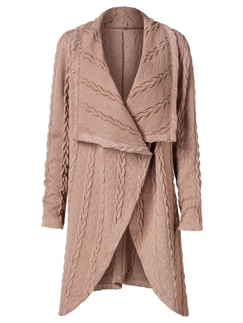 Tulip Front Long Cable Knit Cardigan
