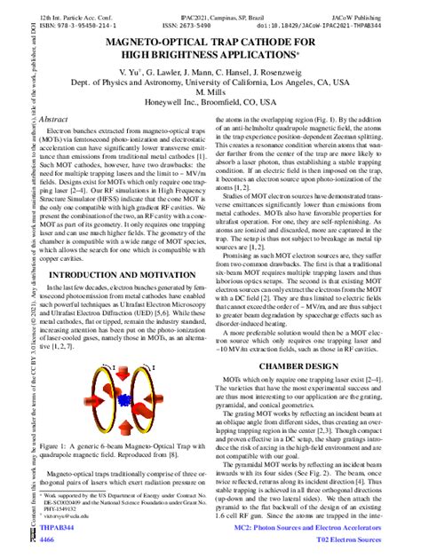 Pdf Magneto Optical Trap Cathode For High Brightness Applications