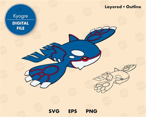 Kyogre Pokemon SVG Cut File Layered Digital Template Etsy
