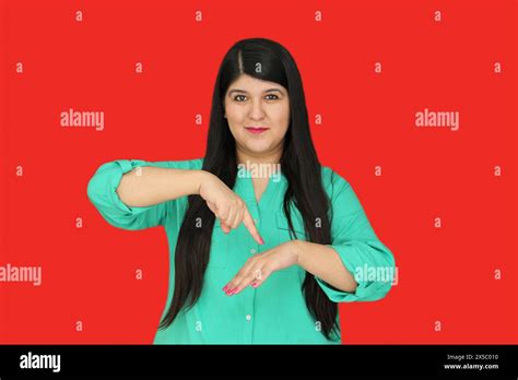 30 Year Old Latina Woman Uses Mexican Sign Language From The Deaf