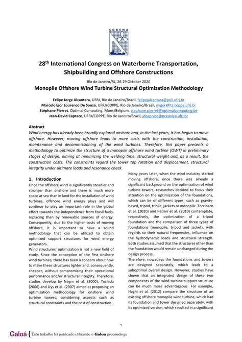 Pdf Monopile Offshore Wind Turbine Structural Optimization Methodology