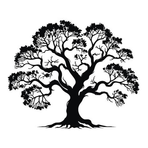 Premium Vector An Oak Tree Silhouette Tattoo Vector Simplistic