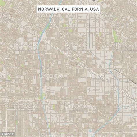 Norwalk California Us City Street Map Stock Illustration Download