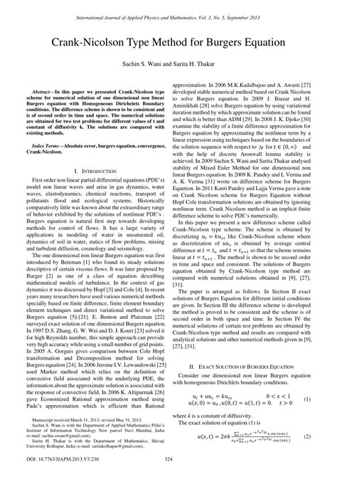 Pdf Crank Nicolson Type Method For Burgers Equation
