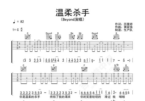温柔杀手吉他谱 Beyond 入门c大调摇滚 弹唱谱 吉他谱中国