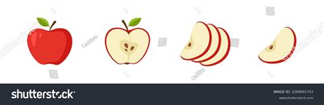 Green Apple Cartoon Set Cross Section Stock Vector Royalty Free