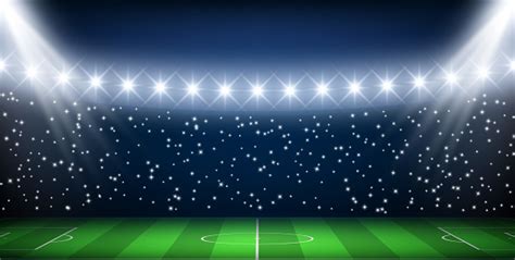 사실적인 빈 축구 경기장 표시 녹색 필드 빛나는 빛 프로젝터 벡터 일러스트 축구에 대한 스톡 벡터 아트 및 기타 이미지 축구