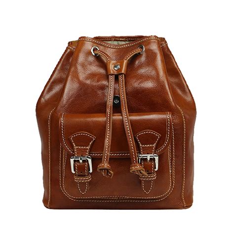 Borsa Zaino Donna Monte Vernel In Vera Pelle Tamponata Colore Miele