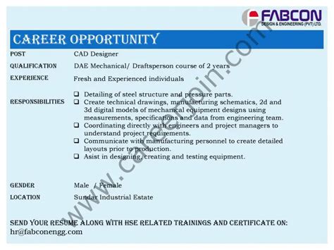 Fabcon Design And Engineering Pvt Ltd Jobs June 2022