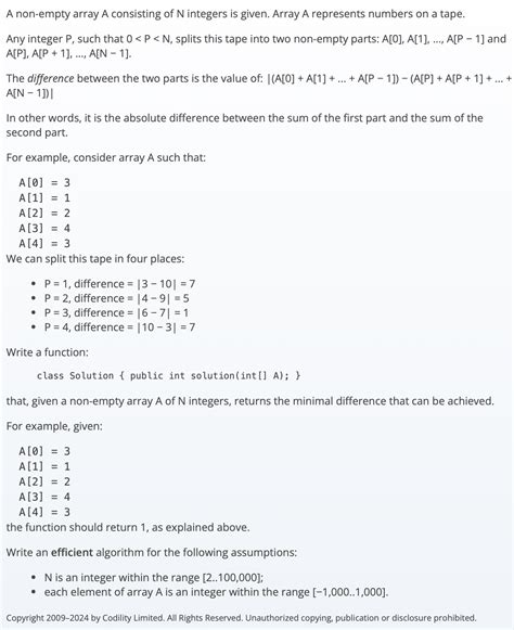 [algorithm] codility tapeequilibrium in java