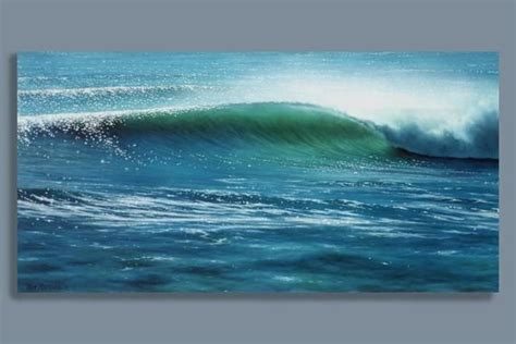 Tropical Wave Print Airbrush Painting Turquoise Water Surf Art