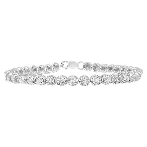 925 Sterling Silver 12 Carat Round Miracle Set Diamond Tennis