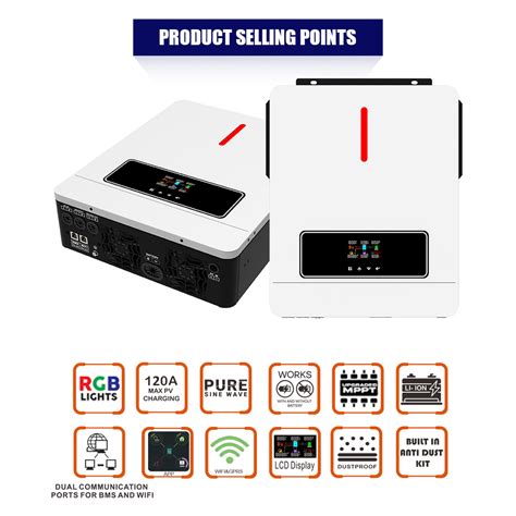 2024 New 60 450vdc Pv Input 120a Mppt 110v 120v Ac Output Onoff Grid 3
