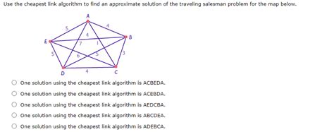 Solved Use The Cheapest Link Algorithm To Find An