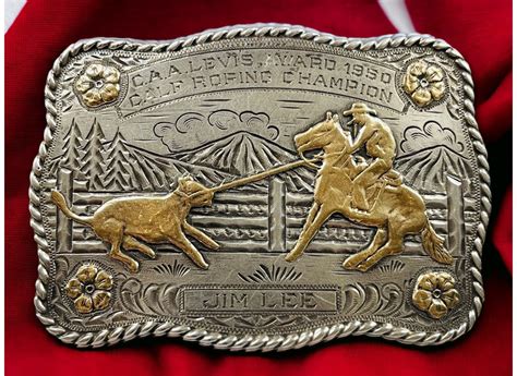 1950 Caa Levis Calf Roping Champion Sterling Silver 10k Gold Rodeo